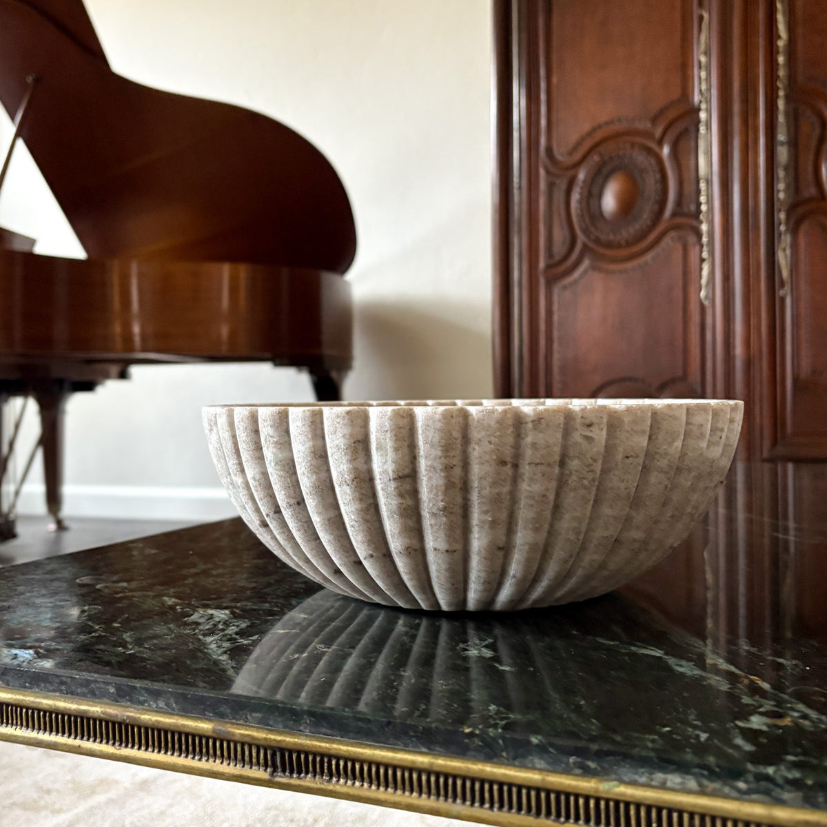 Modern Organic Home Decor - Beige Fluted Marble Bowl – Rare Earth ...