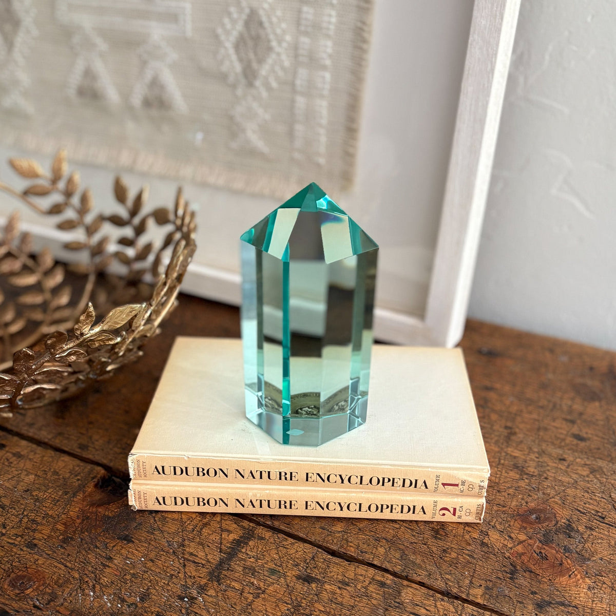 Decorative Glass Prism - Faceted Green Glass Point – Rare Earth Mercantile