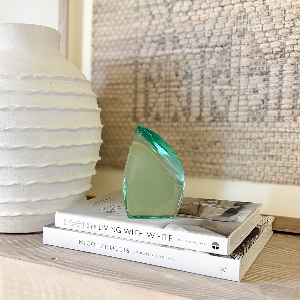 Modern Mantel Decor - Large Green Glass Freeform – Rare Earth Mercantile