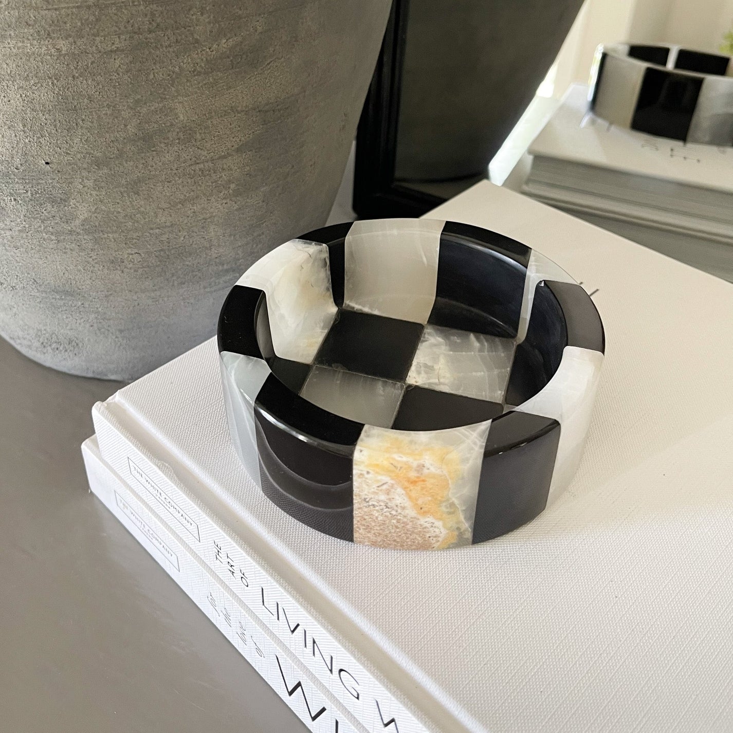 Black and White Home Accents - Onyx and Marble Checker Dish – Rare ...