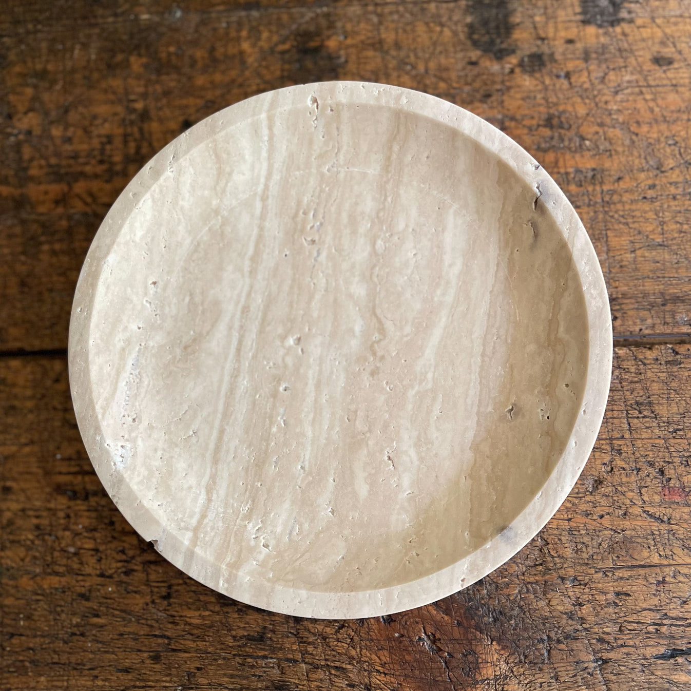Decorative Natural Stone Tray - Round Travertine Tray – Rare Earth ...