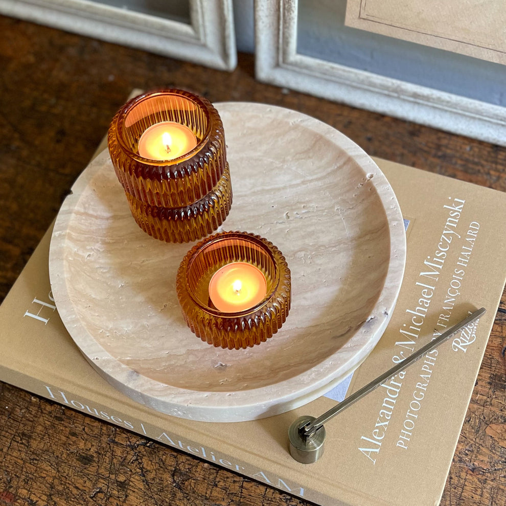 Decorative Natural Stone Tray - Round Travertine Tray – Rare Earth ...