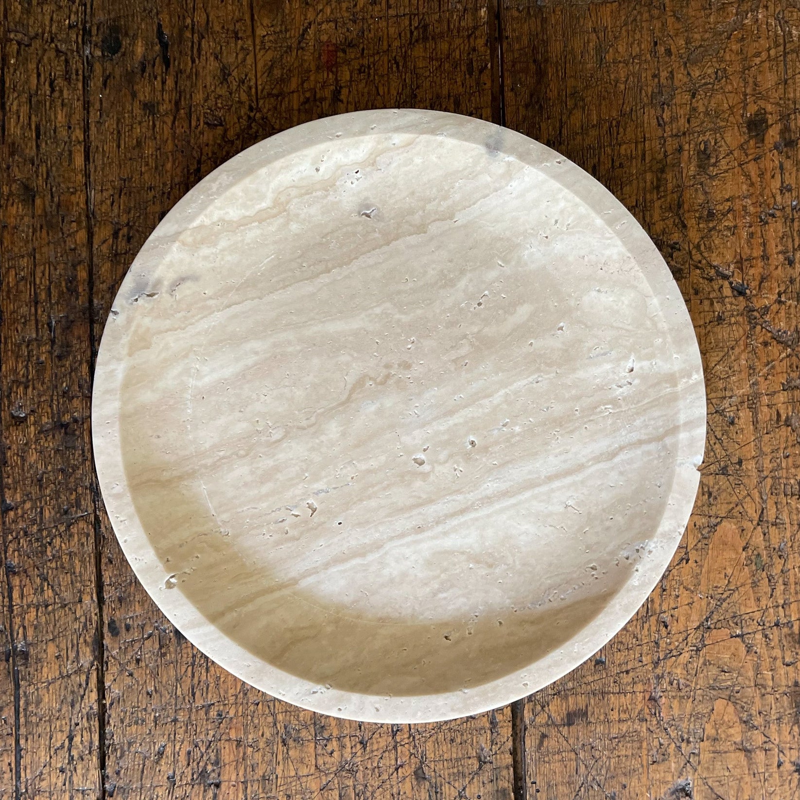 Decorative Natural Stone Tray - Round Travertine Tray – Rare Earth ...