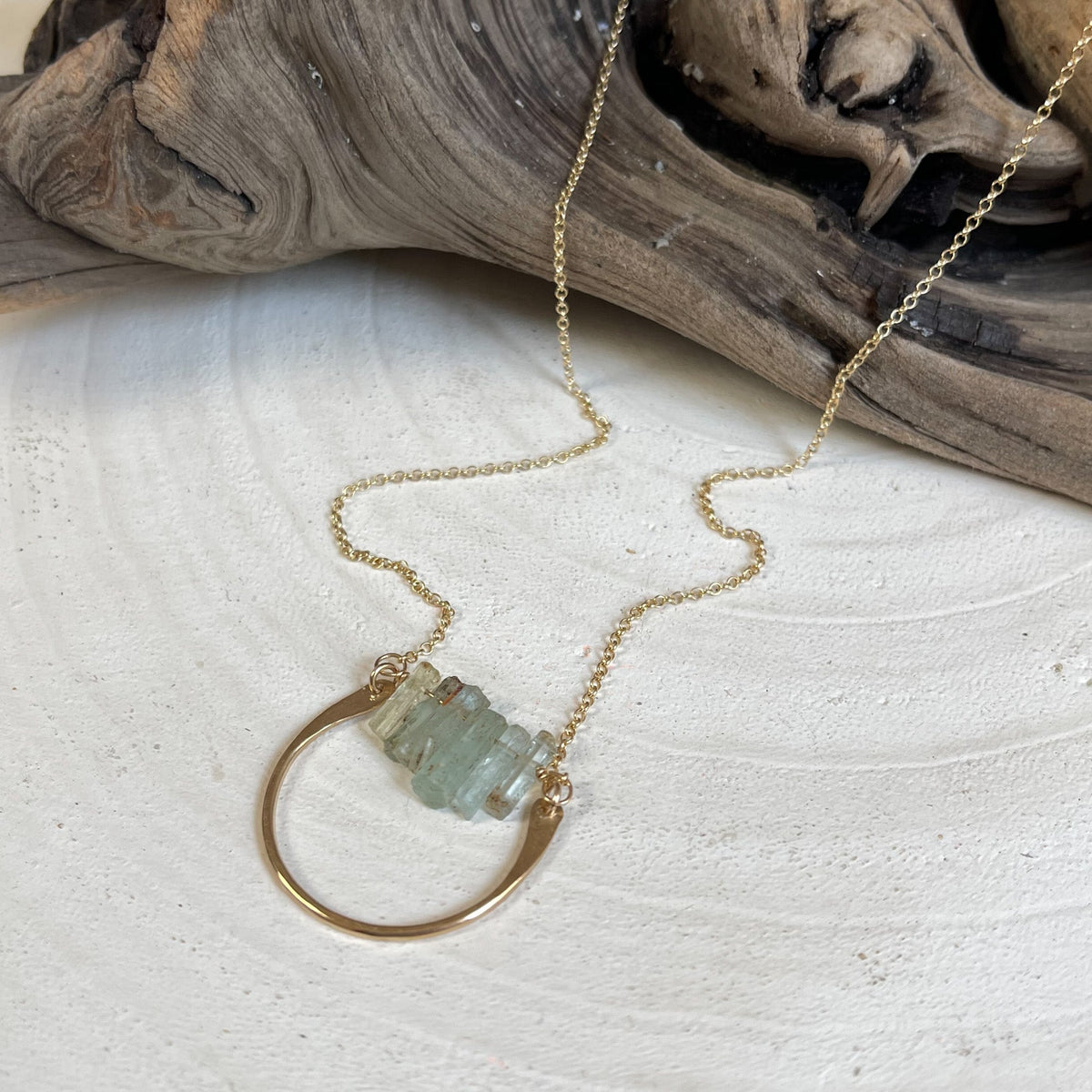 Modern Minimal Necklace - Aquamarine Bar Graph Pendant Necklace – Rare ...