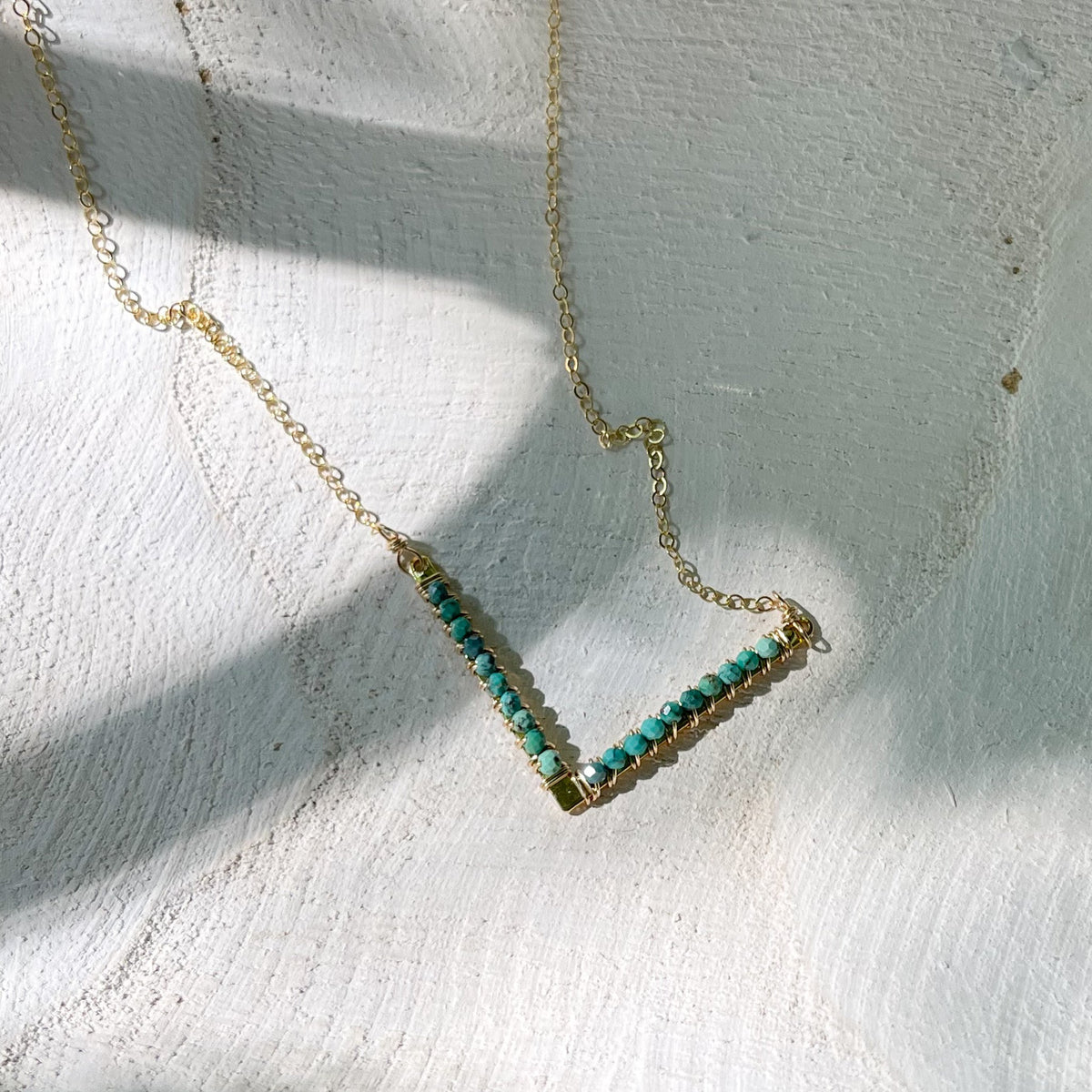 Minimalist Necklace - Turquoise Chevron Necklace – Rare Earth Mercantile